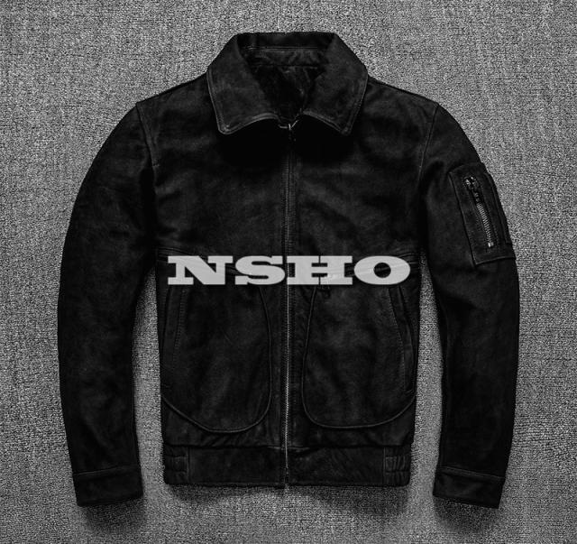 上質　メンズ　レザー　ジャケット　復刻　40年代　アビエイタースタイル　カウスエード　フライトジャケット　牛革