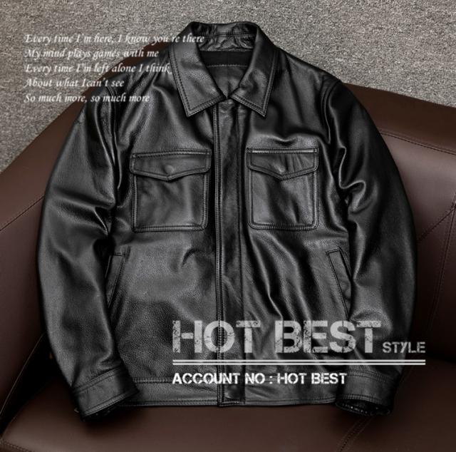 上質　メンズ　レザー　ジャケット　カウハイド　牛革　スタンダードスタイル     ミニマムスタイル シングルライダース