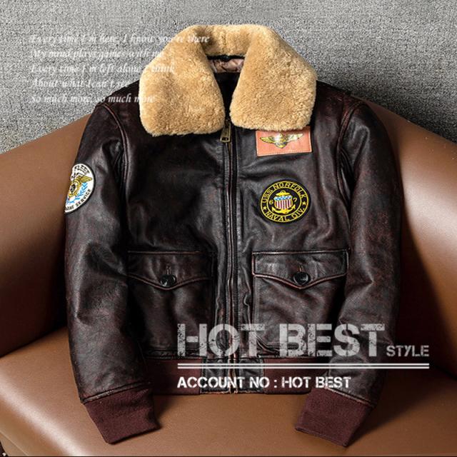 上質　メンズ　レザー　ジャケット　カウハイド　牛革　 TYPE G-1 フライトジャケット ボマー ボンバー ムートン レザー 羊毛