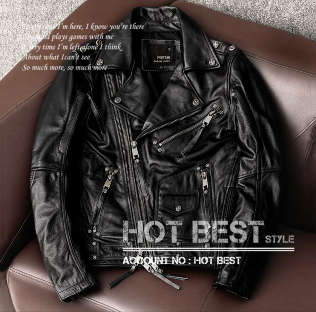 上質　メンズ　レザー　ジャケット　カウハイド　牛革　スタンダードスタイル  ダブルライダース レザージャケット