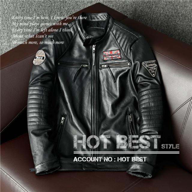 上質　メンズ　レザー　ジャケット　カウハイド　牛革　アウトロースタイル  シングルライダース   刺繍