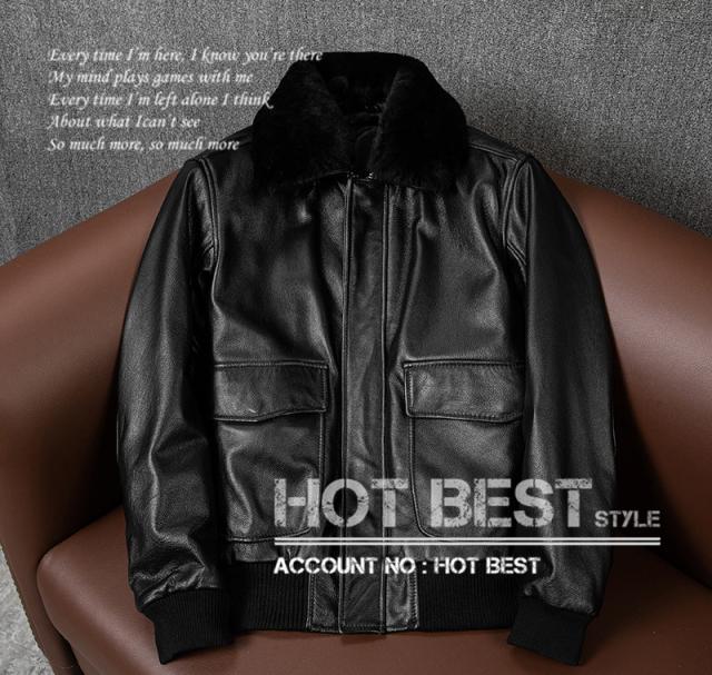 上質　メンズ　レザー　ジャケット　カウハイド　牛革　ムートン 羊毛 復刻40年代 アビエイタースタイル  キルト　中綿    レザージャケット