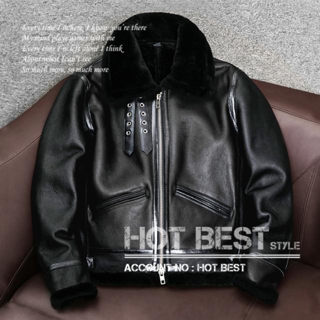 上質　メンズ　レザー　ジャケット　復刻　40年代　USAF TYPE D-1 ムートンレザー　ジャケット  WWII　B-3　B-6　フライト ラム　羊革　羊毛