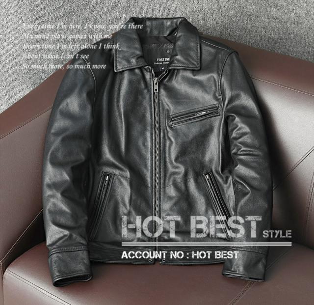 上質　メンズ　レザー　ジャケット　カウハイド　牛革　復刻30年代スタイル シングルライダース レザージャケット  スタンダードスタイル