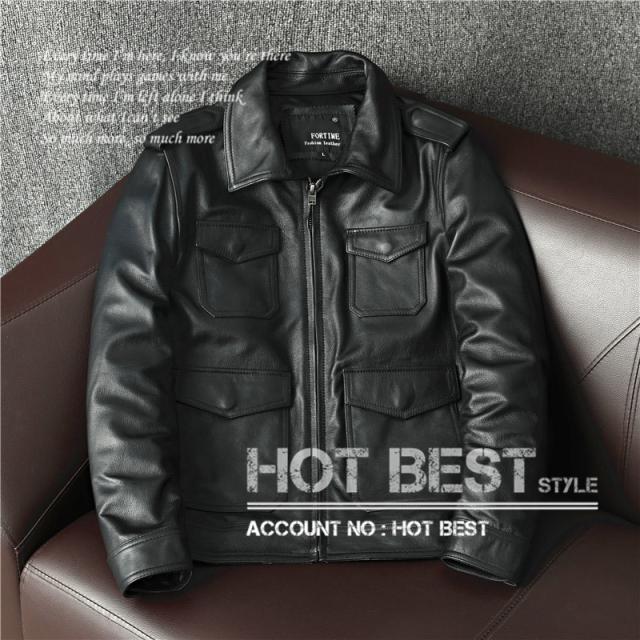 上質　メンズ　レザー　ジャケット　カウハイド　牛革　M65 復刻40年代 アビエイタースタイル スタンダードスタイル