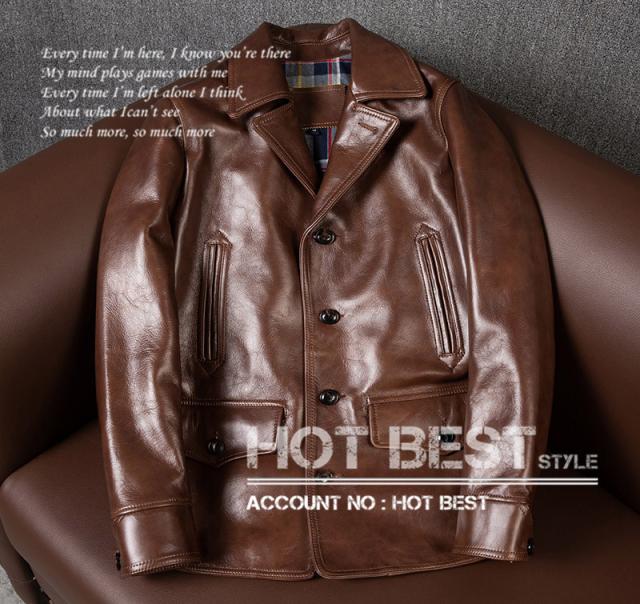 上質　メンズ　レザー　ジャケット　ホースハイド　馬革　復刻20年代 スイッチヤードコート レザージャケット カーコート ワークコート ブレーキマン