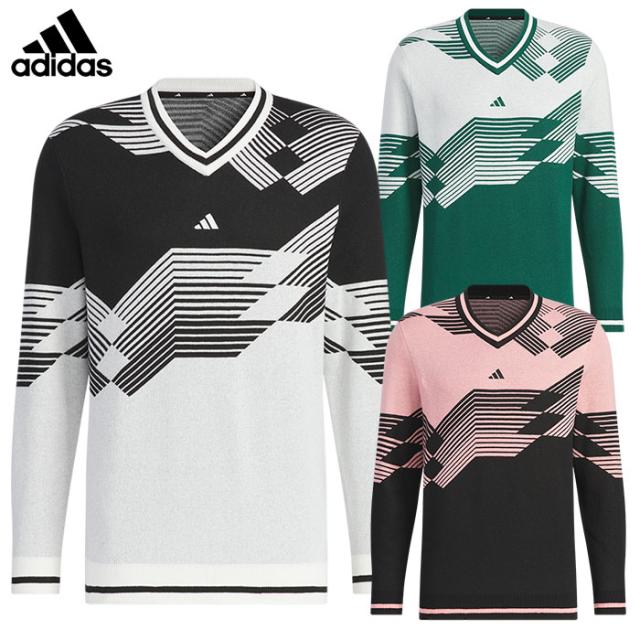アディダス アーカイブグラフィック Vネック長袖セーター JSC13 メンズ ゴルフウェア 2024秋冬モデル adidas 日本正規品
