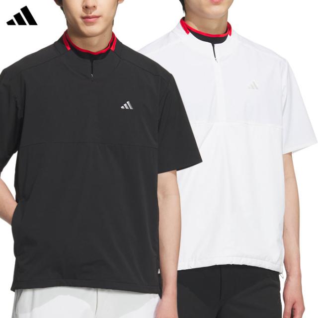 アディダス アディゼロ 撥水 ハーフジップ 半袖ウィンドウ KTN24 メンズ ゴルフウェア トップス 2025春夏モデル adidas 日本正規品