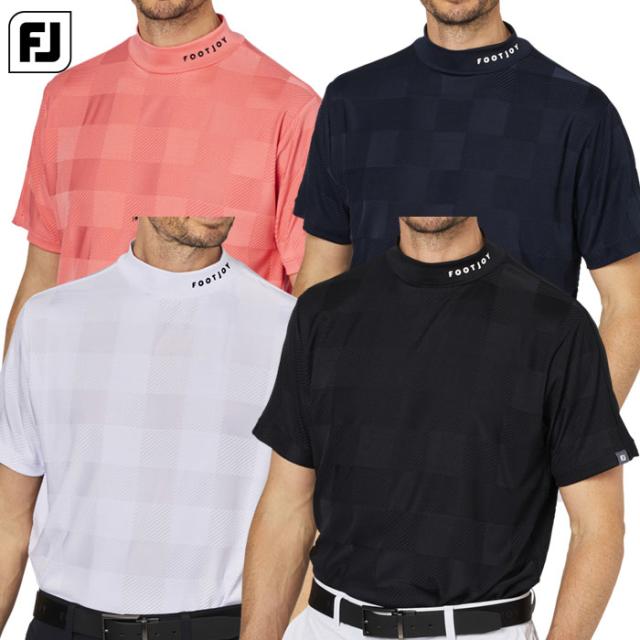 フットジョイ チェックジャカード半袖モックネックシャツ FJ-F25-S05 メンズ ゴルフウェア FOOTJOY 2025春夏モデル 日本正規品