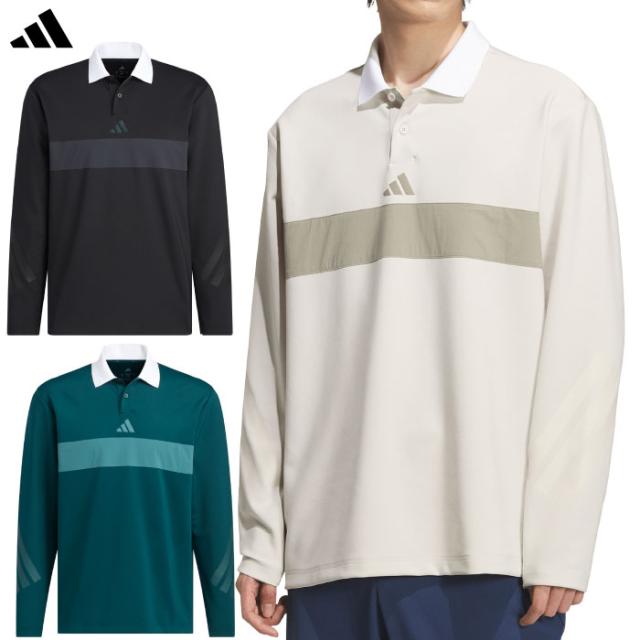 アディダス ビヨンド ザ コース カラーブロック 長袖ポロシャツ JUW95 メンズ ゴルフウェア ゴルフ 2025秋冬モデル adidas 日本正規品