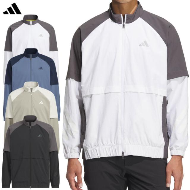 アディダス ビヨンド ザ コース 撥水 カラーブロック フルジップ トラックジャケット JUW92 メンズ ゴルフウェア ゴルフ 2025秋冬モデル adidas 日本正規品