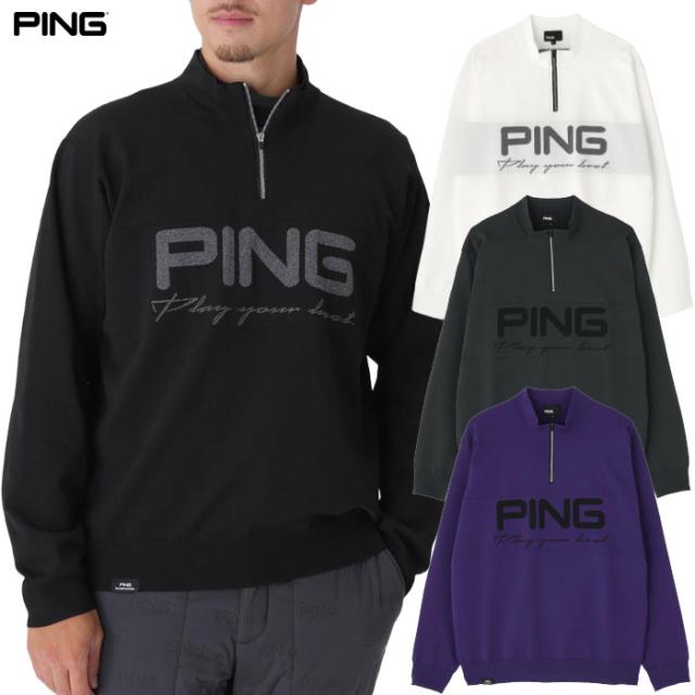 ピン PING ハーフジップハイネックジャガードニット 621-5275900 長袖 メンズ ゴルフウェア 2025秋冬モデル 日本正規品