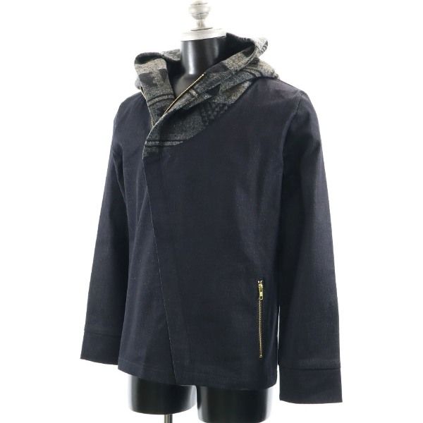 新品 エイチビー ジプシー ライダースジャケット L 黒 HB ショールカラー フード デニム ジャケット メンズ