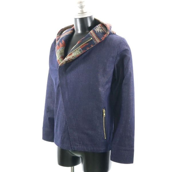 新品 エイチビー ジプシー ライダースジャケット M 青 HB ショールカラー フード デニム ジャケット メンズ