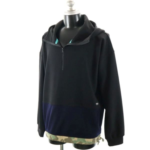 新品 クオルト カモフラ アノラックパーカー L 黒 quolt ANORAK WIDE-PARKA メンズ