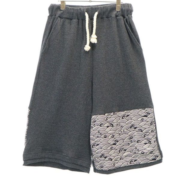 新品 泥棒日記 畝々素材の袴 パンツ M 黒×グレー 泥棒日記 クロップド メンズ