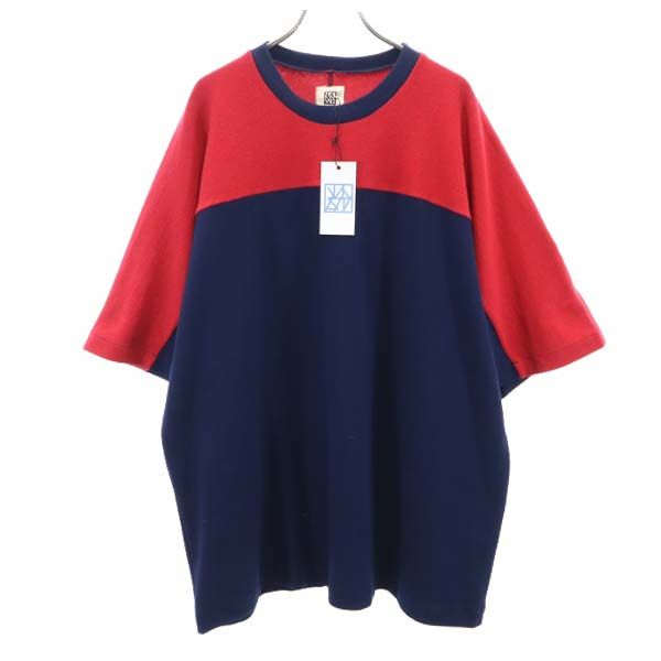 未使用 バースト222 19ss 日本製 バイカラー 半袖 Tシャツ 2 赤×紺 vast222 メンズ