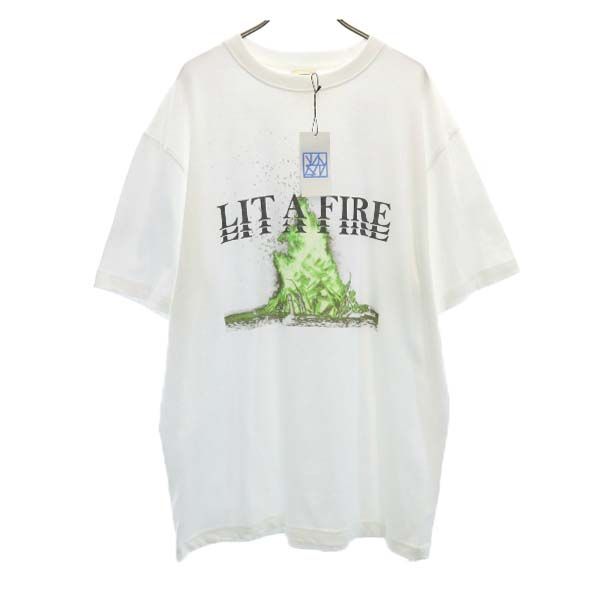 未使用 バースト222 20ss FIRE プリント 半袖 Tシャツ 3 ホワイト vast222 ラバーソウル メンズ