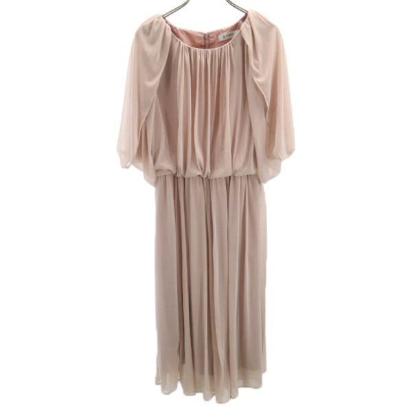 未使用 ナノユニバース チェック切替 5分袖 エスパンディドレープ2WAY ワンピース 38 ピンクベージュ nano universe レディース