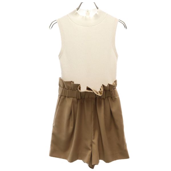 スナイデル リブニット切替 オールインワン 0 白×ベージュ snidel ショート丈 レディース