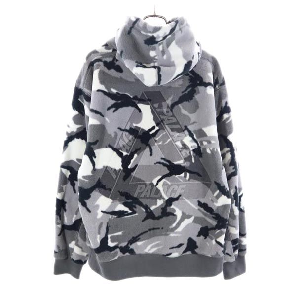 パレス バックロゴ カモフラージュ柄 長袖 フリース パーカー L グレー系 PALACE プルオーバー メンズ