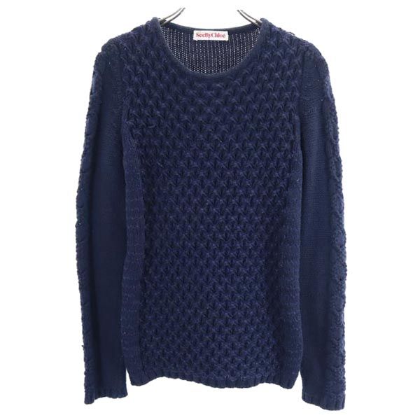 シーバイクロエ イタリア製 長袖 セーター USA 2 ネイビー系 SEE BY CHLOE ニット レディース