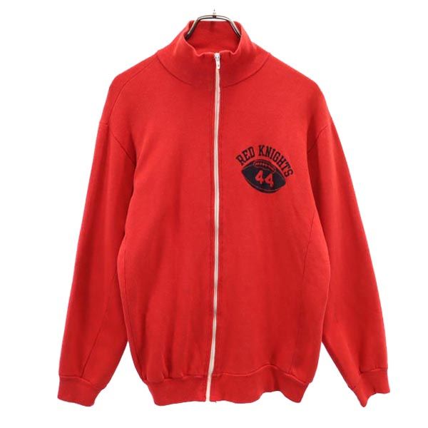 チャンピオン 80s USA製 ヴィンテージ プリント 長袖 ジップジャケット L 赤 Champion トレーナー 裏起毛 メンズ