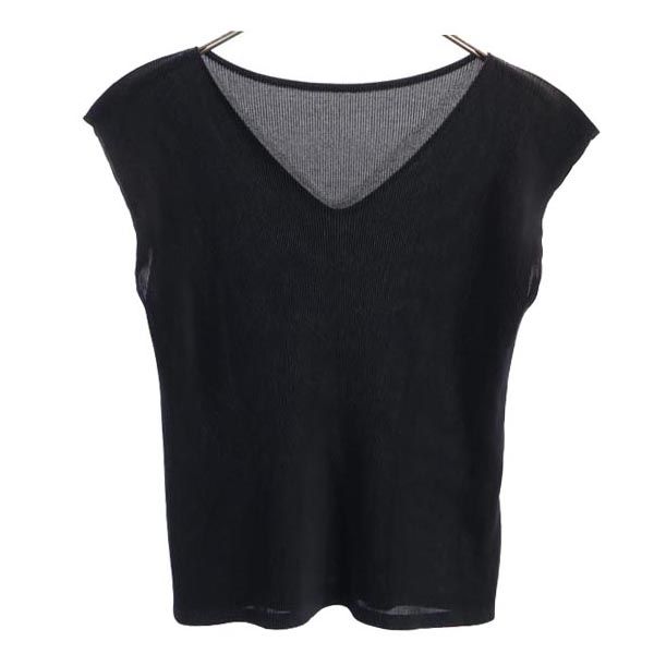 プリーツプリーズ イッセイミヤケ 日本製 ノースリーブ カットソー 3 ブラック系 PLEATS PLEASE ISSEY MIYAKE レディース