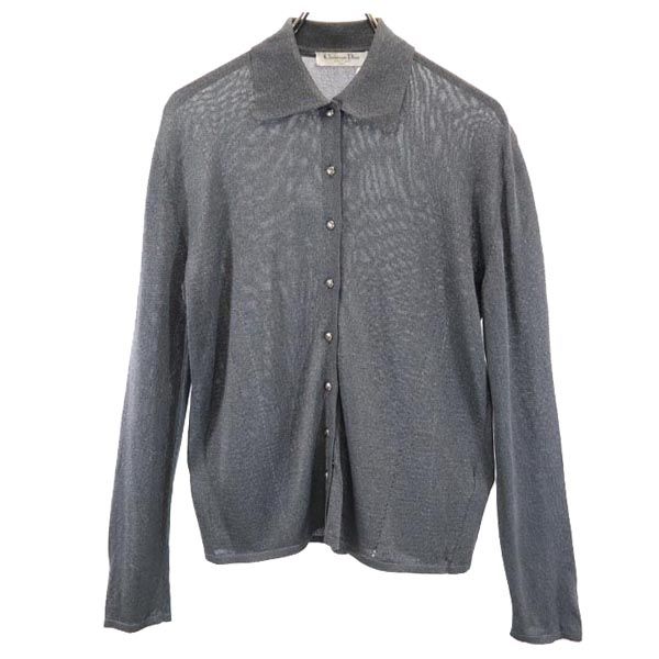 クリスチャンディオール イタリア製 長袖 シャツ XL グレー系 Christian Dior レディース