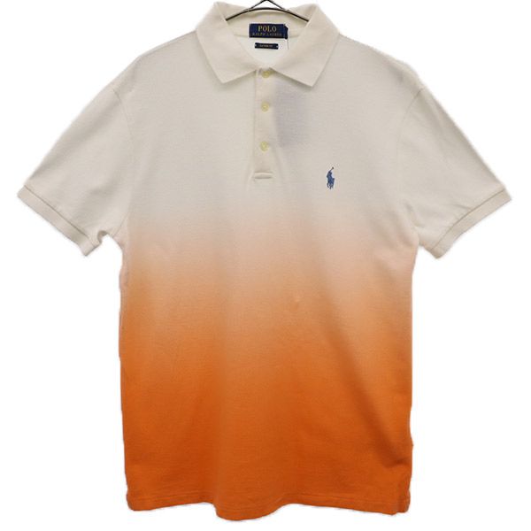未使用 ポロラルフローレン グラデーション 半袖 ポロシャツ M ホワイト×オレンジ POLO RALPH LAUREN メンズ