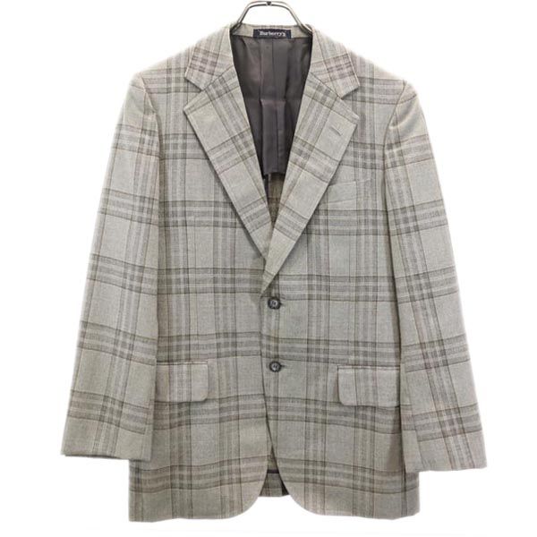 バーバリーズ 90s オールド ウール チェック柄 テーラードジャケット 165-90-78 グレー系 Burberrys メンズ