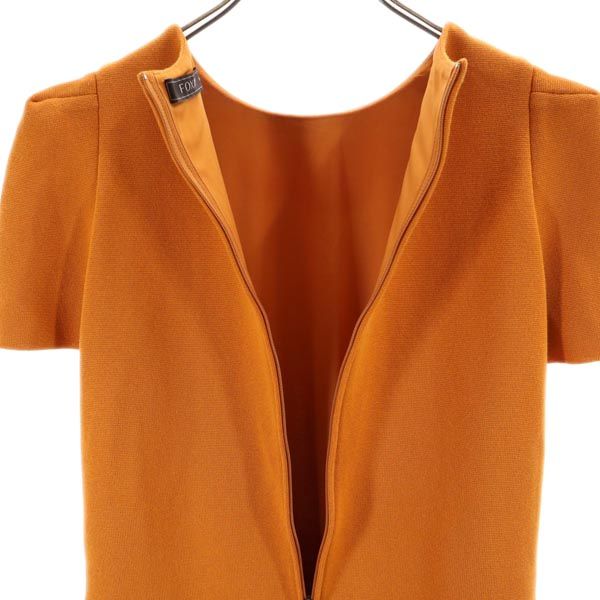 フォクシー 日本製 バイカラー 半袖 ワンピース 38 オレンジ系 FOXEY レディース フォクシー 日本製 バイカラー 半袖 ワンピース 38 オレンジ系 FOXEY