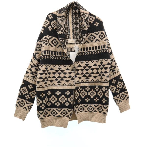 未使用 シュガーローズ 日本製 総柄 ニットカーディガン F ベージュ ｓugar Rose レディース