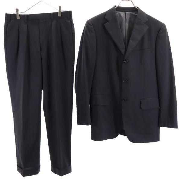 バーバリーブラックレーベル 三陽商会 日本製 チェック スーツ 上下 セットアップ 38R 紺系 BURBERRY BLACK LABEL メンズ