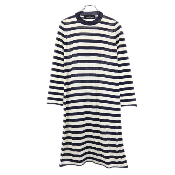 コムデギャルソン ボーダー柄 長袖 ニット ワンピース ネイビー×ホワイト COMME des GARCONS レディース