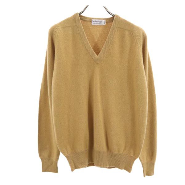 バーバリーズ 90s オールド カシミヤ100% 長袖 Vネック ニット M ベージュ系 Burberrys セーター レディース