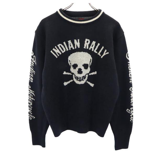 インディアンモトサイクル ウールブレンド 長袖 ニット 38 ブラック系 Indian Motocycle セーター メンズ