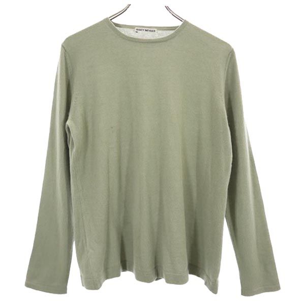 イッセイミヤケ カシミヤ100％ 長袖 ニット L モスグリーン ISSEY MIYAKE セーター レディース