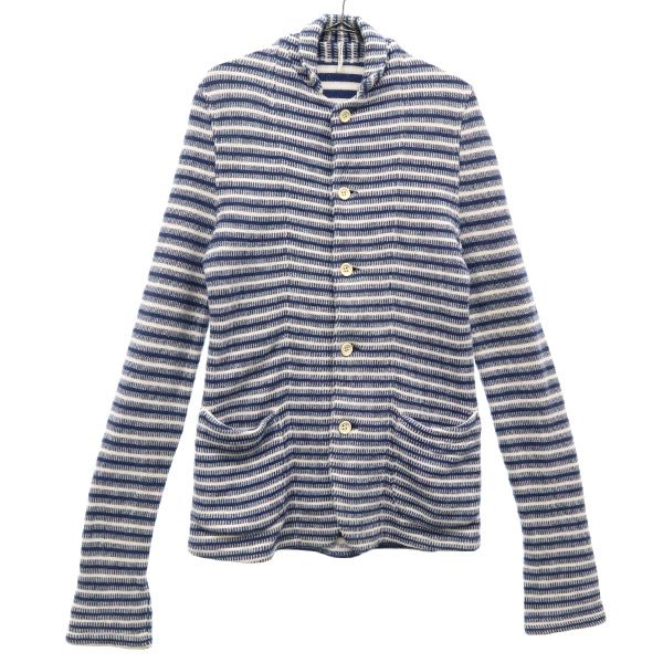 エムズブラック 日本製 ボーダー ソフトタッチ ジャケット 36 ブルー系 m’s braque レディース