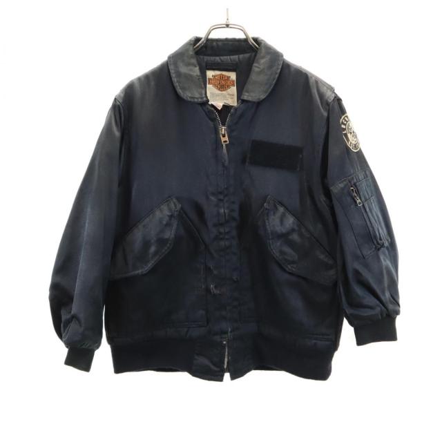 ハーレーダビッドソン 80s USA製 長袖 ナイロンジャケット S ブラック系 HARLEY DAVIDSON メンズ