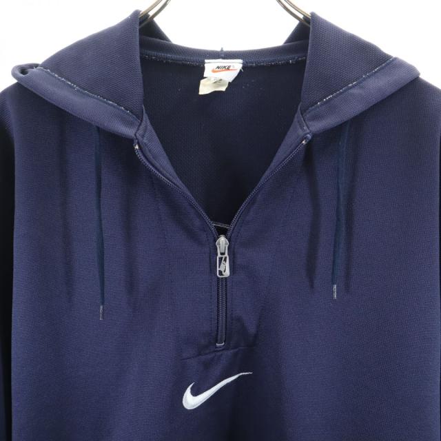ナイキ 90s 白タグ 日本製 ジャージ ハーフジップ パーカー M ネイビー