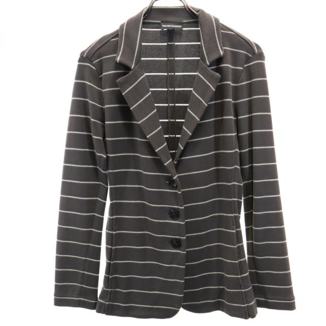 エンポリオアルマーニ ボーダー柄 テーラードジャケット 40 グレー Emporio Armani レディース