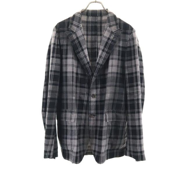 ボッテガヴェネタ イタリア製 チェック柄 ウール テーラードジャケット 50 ブラック×グレー BOTTEGAVENETA メンズ