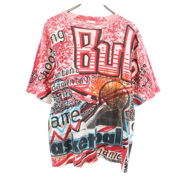 マジックジョンソン 90s NBA シカゴブルス 両面プリント 半袖 Tシャツ レッド系 MAGIC JOHNSON TS バスケットボール メンズ