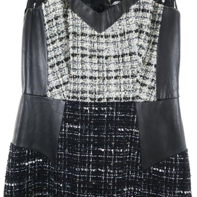 未使用 ミリー USA製 ノースリーブ レース ツイード切替 ワンピース