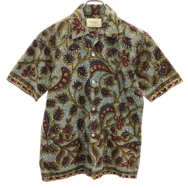 ゴールデンニードル 60s ヴィンテージ 総柄 半袖 オープンカラーシャツ M ブラウン系 Golden Needle Manhattan メンズ