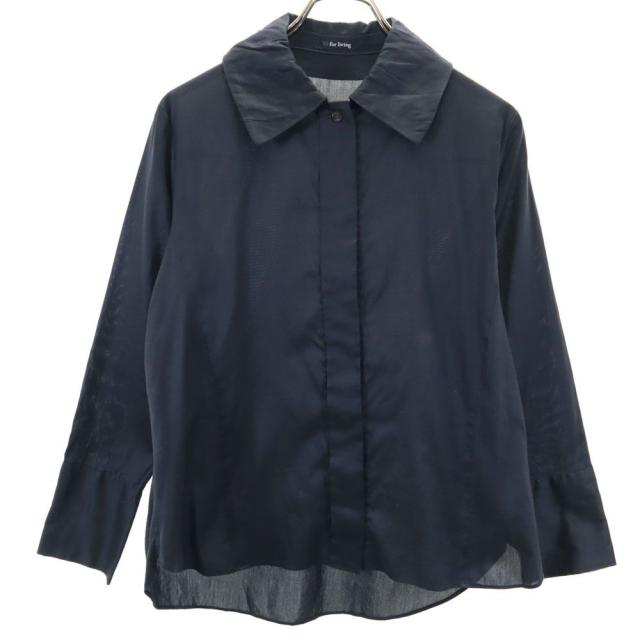 ワイズフォーリビング 日本製 長袖 ブラウス ネイビー Y’s for living シャツ レディース