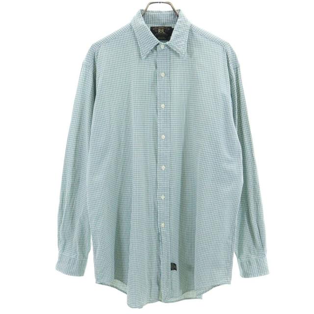 ダブルアールエル 90s オールド 赤3星 初期タグ 長袖 チェックシャツ M グリーン系 RRL メンズ