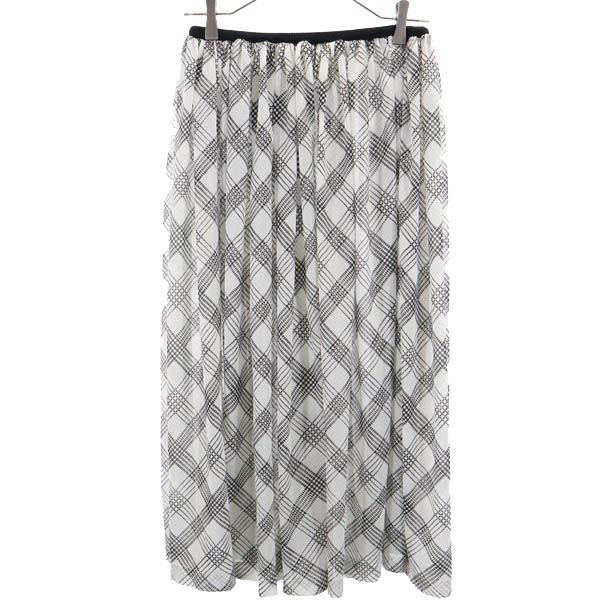 ワイズ 日本製 総柄 ミモレ丈 ギャザー フレアスカート 3 ホワイト系 Y’s レディース