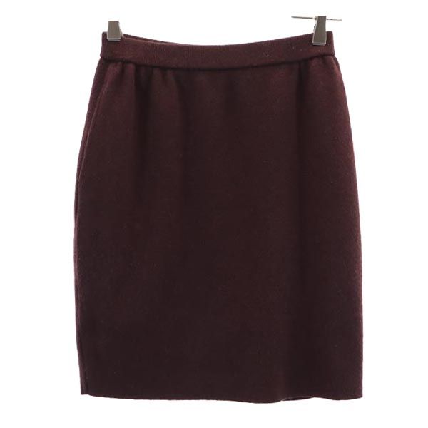 フォクシー カシミヤ ミニスカート 40 ブラウン FOXEY ウエストゴム仕様 レディース